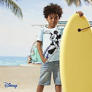 Disney Mickey and Friends Kids Boys Girls Solid Character Print Short-Sleeve Cotton Tees T-Shirts Tops 2PCS Blue&Yellow 9-10Years