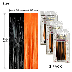 Halloween Party Decorations Black and Orange Backdrop Tinsel Photo Booth for Halloween Birthday Graduation Decorations