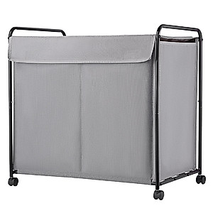 EasyAcc Laundry Basket with Wheels, Rolling Laundry Hamper, 39 Gallons (150L), Laundry Basket, Large Capacity Blanket Storage, Carbon Steel Frame 24 x 16.8 x 23.4 Inches