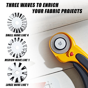 6pcs 45mm Pinking Rotary Cutter Blades, Wave Rotary Cutter Blades Rotary Cutter Replacement Blades for Fabric for Quilting Sewing Crafts
