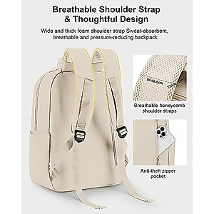 bergsalz White Laptop Backpack For Women Men Travel Backpack Carry On Backpack Casual Daypack Backpacks Lightweigt Waterproof College Essentials Backpack Work Teacher Backpack Purses For Women