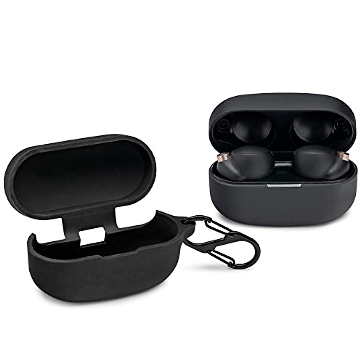 Sony WF-1000XM4 True Wireless Noise Canceling Headphones (Black) with Knox Gear silicone carrying case with carabiner for Sony WF-1000XM4 Earbuds bundle (2 items)