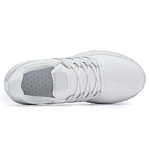 Casbeam Mens Running Shoes Light Comfort Walking Casual Sport Mesh Sneakers Work Gym Non Slip Tennis Cross Trainer White Size 8.5