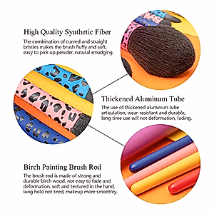 SHE HAS Makeup Brushes Set for Beginners Colorful Makeup Brush Kit Set 8Pcs Cute Make Up Brushes for Girls Premium Synthetic Face Powder Blush Contour Concealer Eyeshadow Leopard Print Makeup Brushes