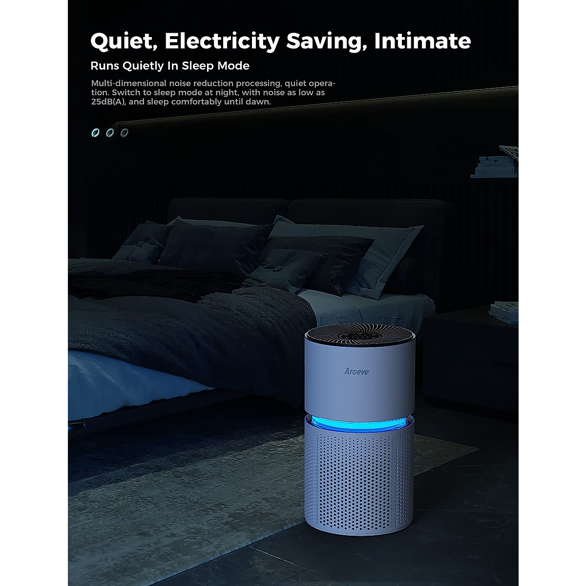 AROEVE Air Purifiers for Home Large Room Up to 1095 Sq Ft Air Cleaner Coverage CADR 220m³/h H13 True HEPA Remove 99.9% of Dust, Pet Dander, Pollen for Office, Bedroom, MK03- White