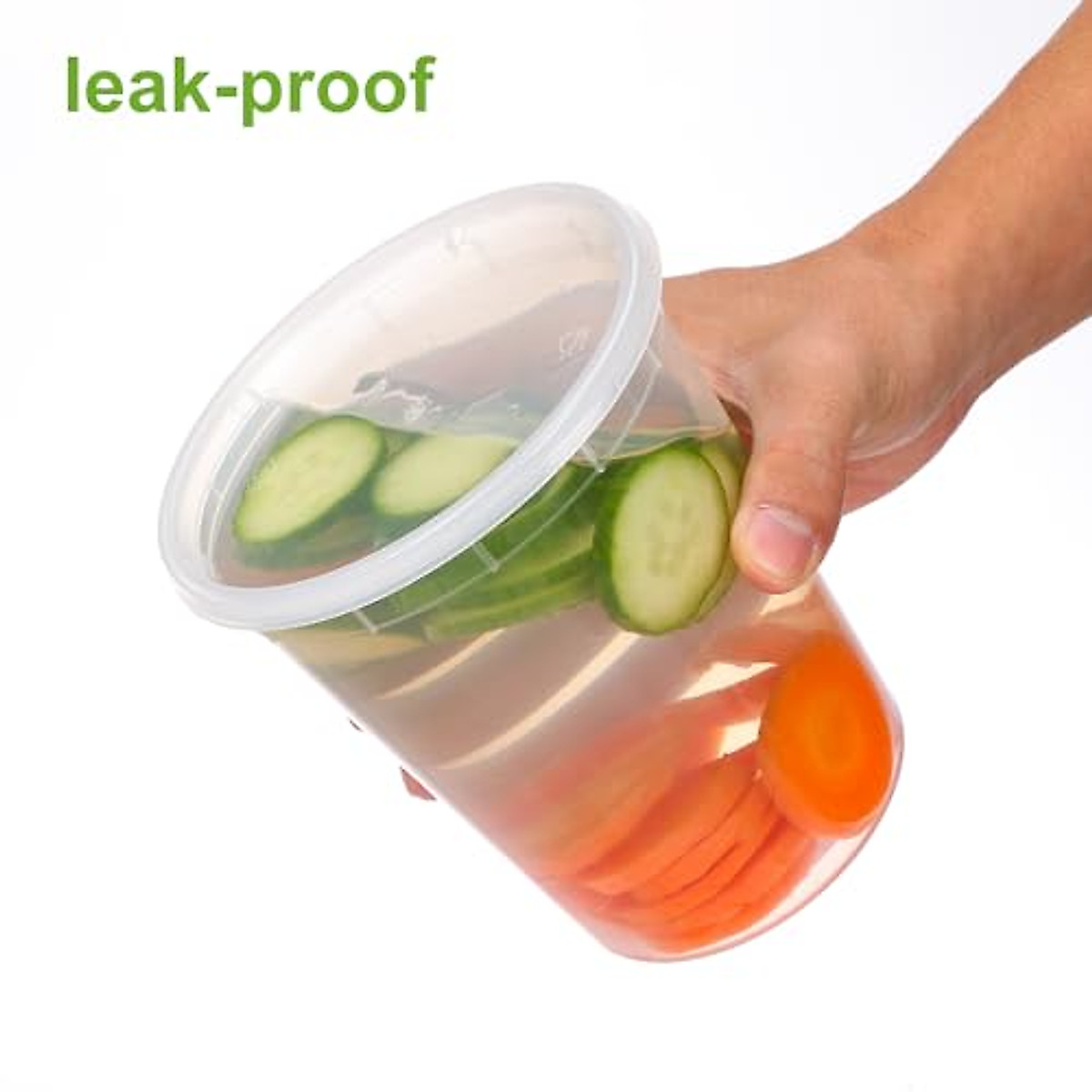 Moretoes 60 Mix Sets Plastic Deli Disposable Food Storage Containers With Airtight Lids, Heavy-Duty Microwaveable Airtight Container For Soups, Meal Prep, Leftovers, Sauces (2 Sizes, 16oz, 32oz)