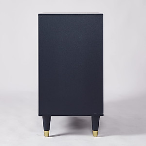 weselon Accent Cabinet with 2 Doors, Luxury Carving Board Storage Sideboard with Adjustable Shelves, Buffet Cabinet Entryway Table for Living Room (Gray Blue)