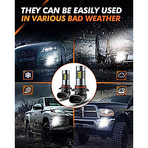 SEALIGHT 9006 Fog Lights LED Bulb, 9006 Hb4 LED Fog Light Bulbs 1:1 Size 9006 Bulb Plug And Play, 6000k Xenon White Light Pattern, Pack of 2
