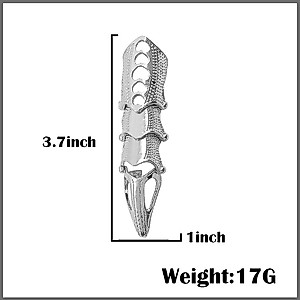 HSQYJ Retro Finger Armor Knuckle Rings Adjustable Punk Rock Full Finger Double Loop Long Ring Halloween Cosplay Costume Accessories for Women (Silver)
