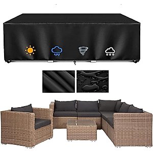 AZKDCL Outdoor Furniture Covers Waterproof Table Rectangle 130L x 102W x 28H inches Patio Furniture Cover Waterproof Outdoor Sectional Sofa Set Covers, 600D Heavy Duty Outdoor Patio Furniture Covers
