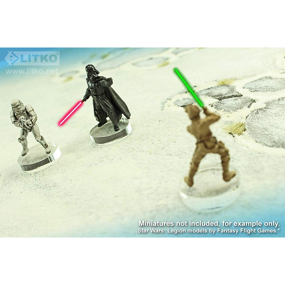 LITKO Round Bases | 27mm Circle | Compatible with Star Wars: Legion | Pack of 25 | (6mm Clear Acrylic)