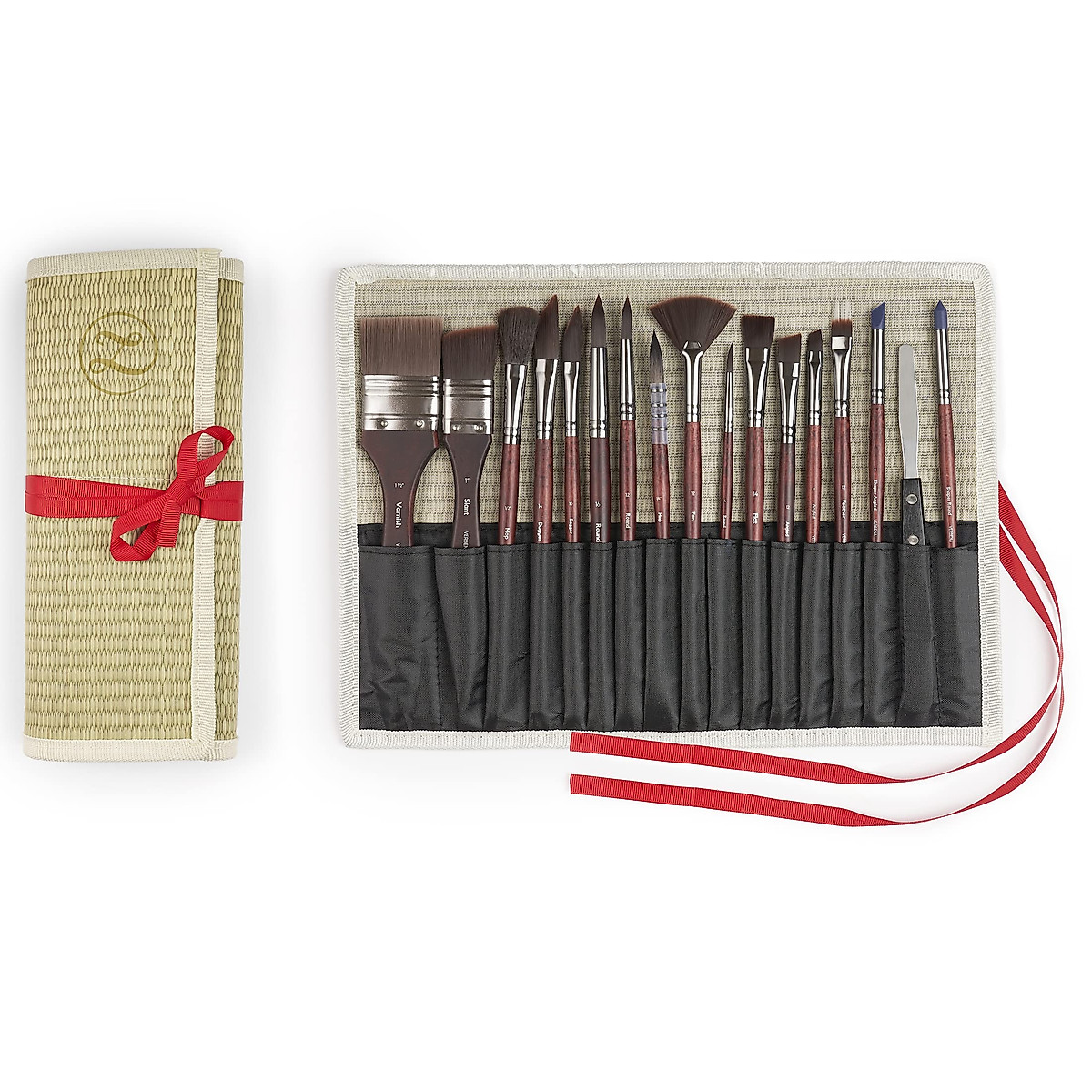 Professional Synthetic Brush Set for Acrylics - 17-Piece Artist Water Media Paint Brushes for Acrylics, Watercolor, Gouache. Beginner-Friendly with Great Flow Control and Snap - Verbena Set by ZenART