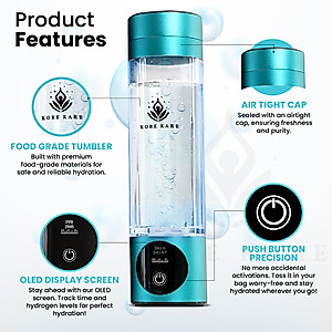 Hydrogen Water Bottle, Hydrogen Water Bottle Generator Produces Pure Hydrogen Water, SPE/PEM Technology, OLED Display, Purification Vent, Generates up to 5500 PPB, Best Hydrogen Water Generator.