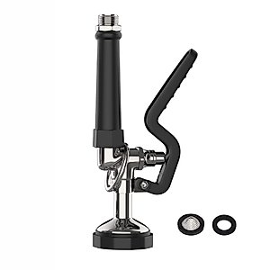 JZBRAIN Pre-Rinse Spray Valve Commercial Sink Sprayer 1.42 GPM High Pressure for Commercial Kitchen Faucet Replacement Head (Polished Chrome) - Black