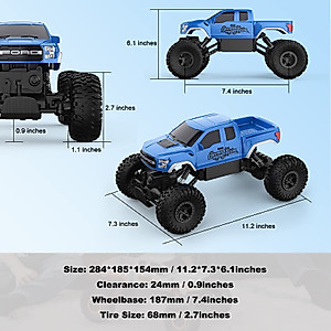 DOUBLE E Ford Raptor F150 RC Car 4WD Monster Trucks for Boys,11 Inches Off Road Crawler Vehicle RC Truck Toy Gift for Boys Girls 6 7 8-12 Years-Blue