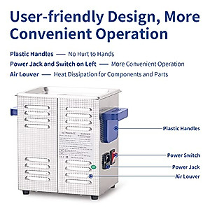 DK SONIC Ultrasonic Cleaner - Ultrasonic Jewelry Cleaner,Sonic Cleaner,Ultrasound Lab,Dental Tool,Carburetor Parts,Denture Cleaning Machine with Encoded Timer and Heater(0.53Gal-2L)