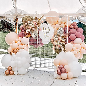 YSF 144pcs Matte White Cream Peach Balloon Arch Garland Kit Wedding Decoration Chrome Champagne Apricot Party Baby Shower Decor