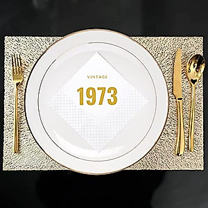SharkBliss Vintage 1973 50th Birthday Cocktail Napkins, 100 Pack Gold Vintage 1973 50th Birthday Paper Cocktail Beverage Napkins in Bulk for His Her Fifty 50th Birthday | 2-Ply, 5x5" (Vintage 1973)