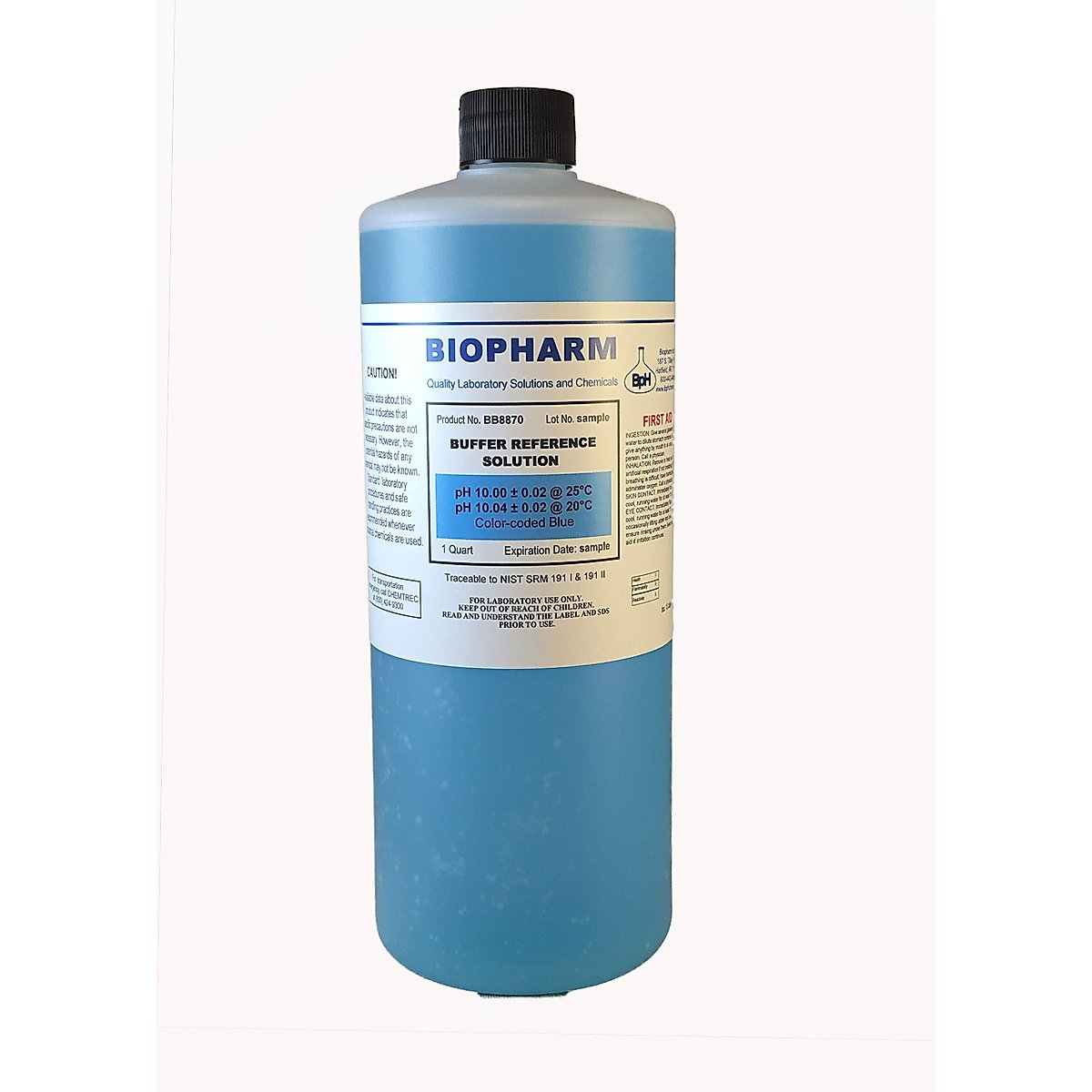 pH Buffer Calibration Solution, pH 10.00 — 1 Quart (950 mL) — NIST Traceable Reference Standards for All pH Meters — Color Coded Blue