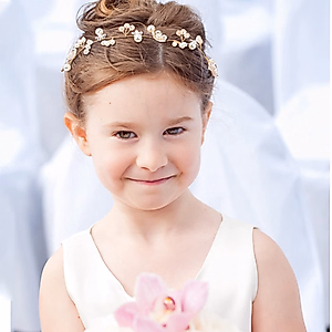 Tanfeine Flower Girl Headpiece,Flower Girl Headband Wedding Headpiece for Bride Flower Girl Crown Princess Crown First Communion Headpiece for Girls