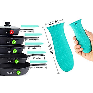 Silicone Hot Handle Holder,6PCS Pan Handle Sleeve Pot Holders Cover Green, Non Slip Rubber Pot Holders for Kitchen Heat Resistant, Handles Grip Covers for Cast Iron Skillets Frying Pans Casserole