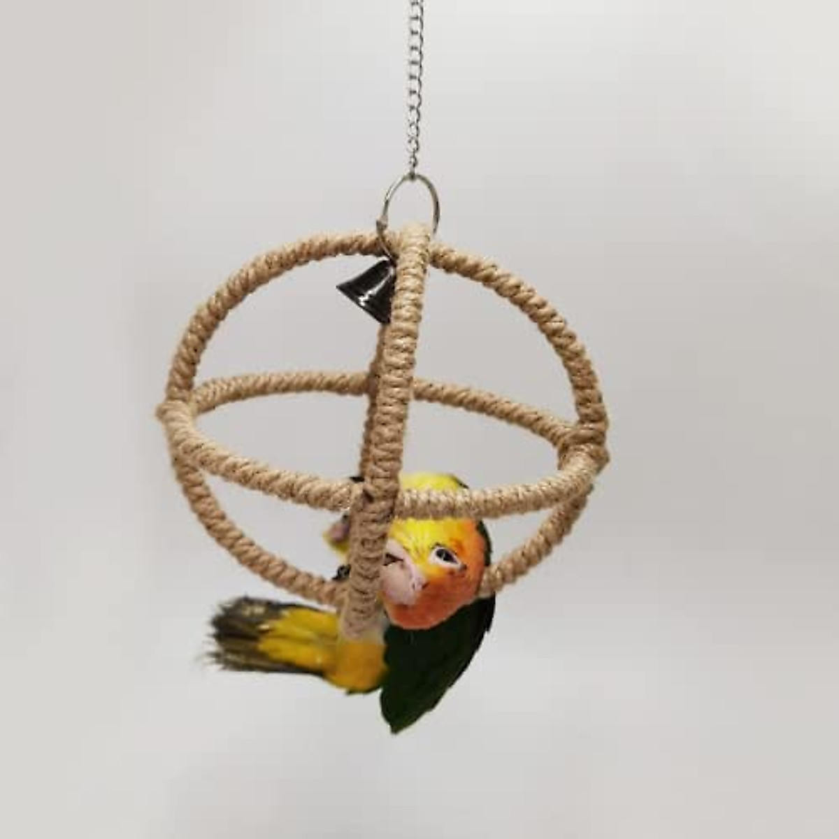 Bird Hanging Ball with Bell Chewing Treat Toy for Small Medium Large Parrot Parakeet Cockatiel Conure Lovebird Quaker Caique African Grey (Small)
