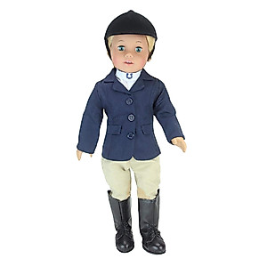 Sophia's - 18" Doll - Navy Jacket Riding Outfit, Black Tall Classic Riding Boots & Black Velvet Riding Helmet