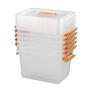 Farmoon 6 Quart Clear Storage Bin, Small Plastic Stackable Box/Container with Lid, 6 Packs, R