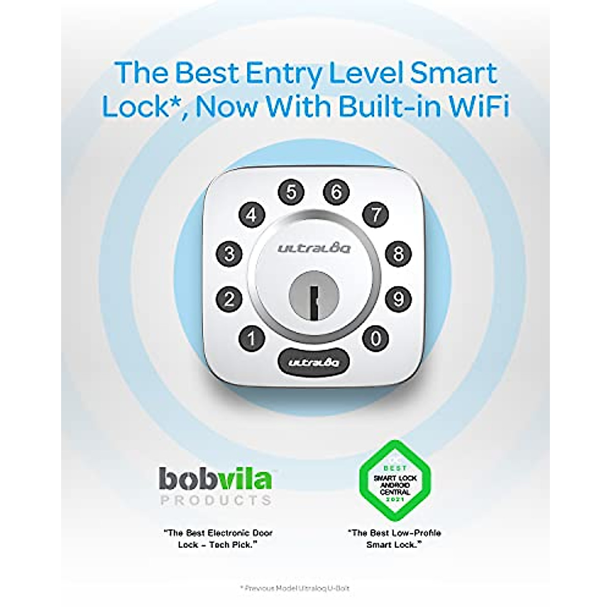 ULTRALOQ U-Bolt WiFi Smart Lock (Satin Nickel) with Door Sensor, 5-in-1 Keyless Entry Door Lock with Built-in WiFi, Bluetooth and Keypad, Smart Lock Front Door, WiFi Deadbolt, ANSI Grade 1 Certified