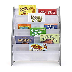 Humble Crew Kids Super Sized Bookshelf 6 Tier Book Rack Organizer, Grey/White
