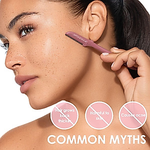 JAPONESQUE Precision Dermaplaner Facial Razors – 3 Piece Set, Eyebrow and Facial Hair Single Blade Razors for Women and Men, 3ct.