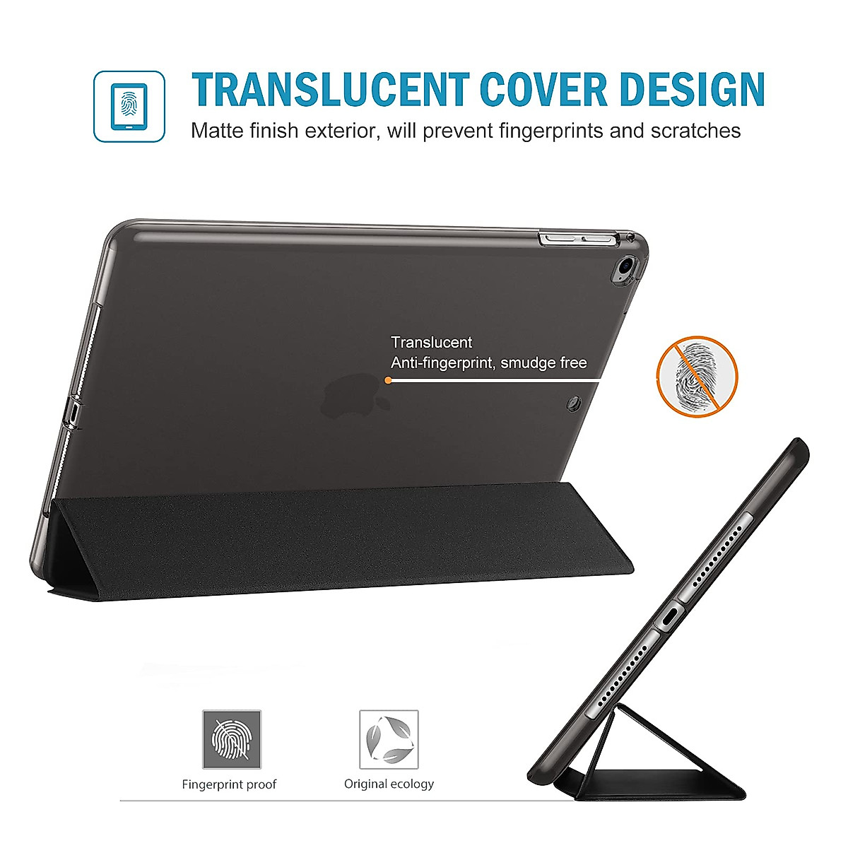 ProCase Smart Case for iPad 9.7 Inch iPad 6th 5th Generation Cases, iPad Air 2, iPad Air Case, Slim Soft TPU Stand Smart Case for iPad 9.7 2018 2017 Model iPad Air 2 Air 1 -Black