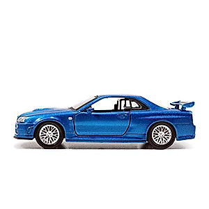 Fast & Furious Brian's Nissan Skyline GT-R R34 Silver & Nissan GT-R R34 Blue 1:32 Die - cast Car, Toys for Kids and Adults