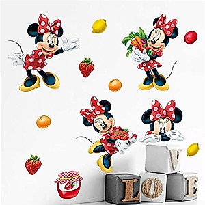 SchwartsCount-Minnie Mouse Wall Decals, Minnie Mouse Wall Stickers, Disney Minnie Wall Decals, Removeable Vinyl Cartoon Peel and Stick Large Sticker