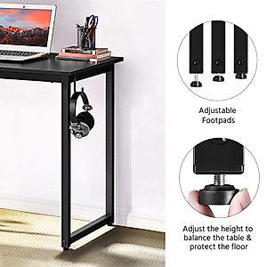 Yaheetech Home Office Modern Desk & Chair Set, Simple Computer Desk 40 Inch with Mesh Mid-Back Height Adjustable Office Chair, Long Writing/Work Desk, Mesh Swivel Chair with Lumbar Support, Black