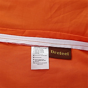 DREFEEL 100% Natural Cotton Duvet Cover Queen Size Vibrant Orange 3 Pcs Set (1 Duvet Cover, 2 Pillowcase) - Soft Comforter Cover Quilt Case - Solid Bedding