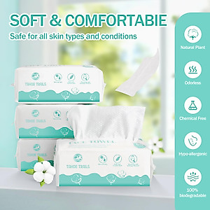 Tahoe Trails Disposable Face Towel, Soft Dry Wipe, Lint Free, Dry Wet Use for Sensitive Skin, 80Count Cotton Facial Tissue, Makeup Removing, Surface Cleaning 5.91 * 7.87inch, 80