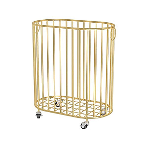 Easyars Metal Storage Racks for Yoga Mat,Home Gym Storage Deep Basket,Corner Storage Organizer with Wheels for Home Gym,Gold