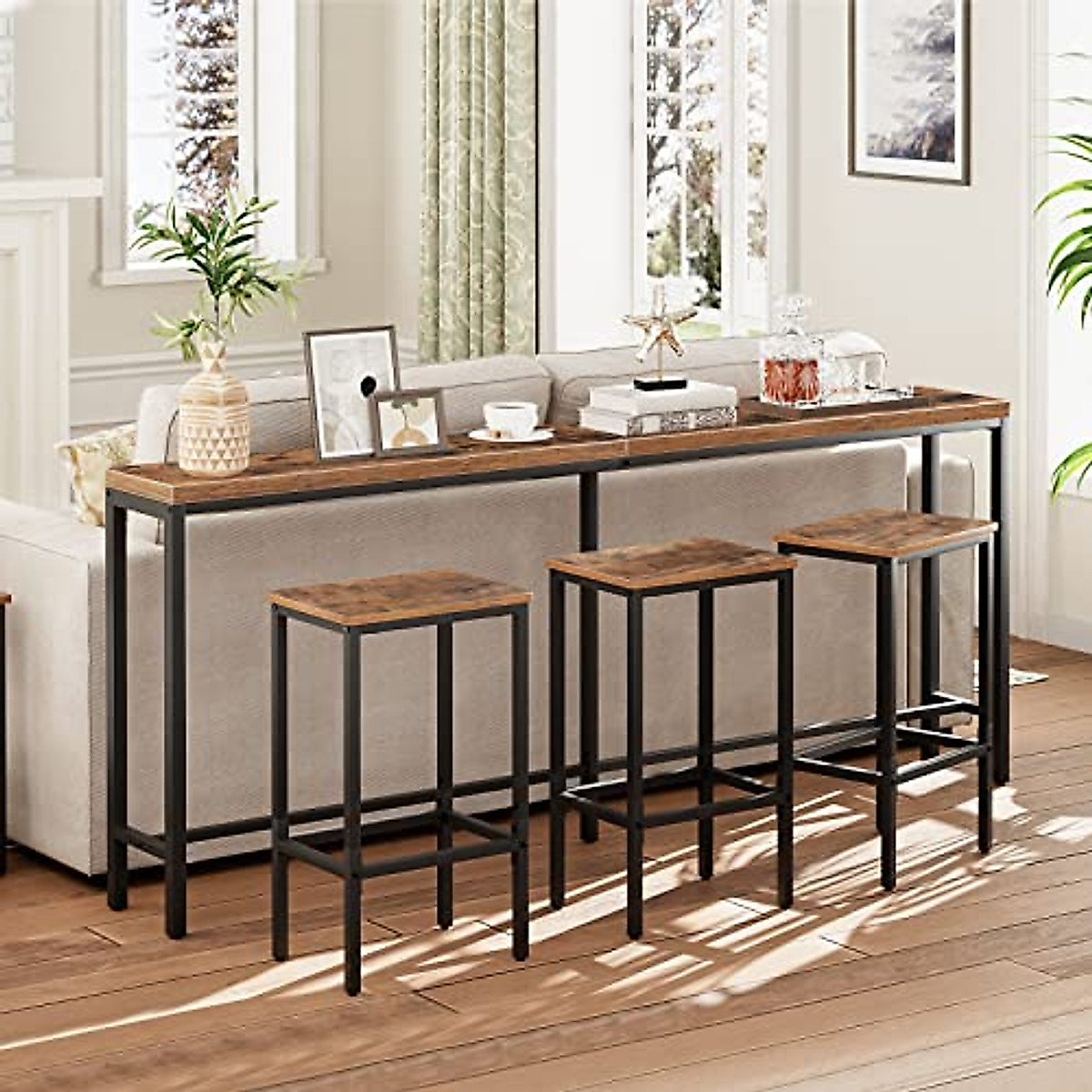 ALLOSWELL Console Sofa Table, 70.9" Narrow Entryway Table, Extra Long Console Table Behind Couch, 1.2" Thick Board, Skinny Hallway Table for Entrance, Living Room, Foyer, Rustic Brown CTHR2801