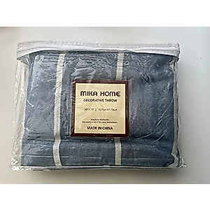 Mika Home Nautical Reversible Cozy Bamboo Fiber Oversized Throw Bed Blankets for Couch, Sofa, Travel, 50X70”, Blue, White