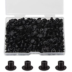 BOPOREAE 300Pcs 5mm(3/16Inch) Plastic Hole Plugs Black Screw Cap Drilling Covers Round Button Plugs for Cabinet Cupboard Shelves License Plate Furniture Hardware