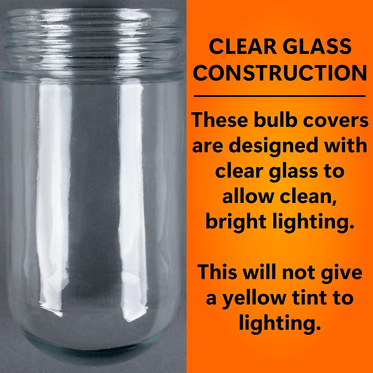 2-Pack Glass Globe Light Bulb Cover for Walk in Refrigerators, Light Bulb Protector Cage for Hood Bulbs, Light Bulb Covers for Bare Bulb 31902 by FryOilsaver Co CHG L10-X006