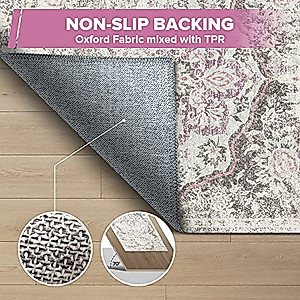 Pajata 5X7 Vintage Moroccan Persia Area Rug - Non-Slip, Non-shed, Stain Resistant, Distressed for Bedroom Kitchen and Living Room(Purple)