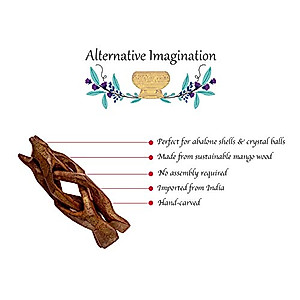 Alternative Imagination Wooden Tripod Stand, Perfect for Abalone Shells, Crystal Balls and More. (Stained (Reddish Brown), 4 Inches)