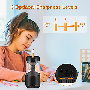 Electric Pencil Sharpener, 2000mAh Battery Operated Pencil Sharpener Electric Plug in for 6-8mm Pencils, Rechargeable Full Automatic Cordless Pencil Sharpener for Classroom Home Kid, Auto Stop, Fast