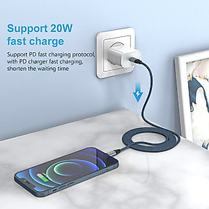 USB C to Lightning Cable, [Apple MFi Certified] 2 Pack 6FT 20W Fast Charging Syncing Cord Nylon Braided Compatible with iPhone 13/13 Pro Max/13 Mini/13 Pro/ 12/12Pro/12ProMax/11/11Pro/11Pro MAX/XS/XS