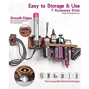 Affogato Walnut Storage Holder Compatible with Dyson Airwrap Wall Mount Holder with Shelf Organizer Rack Compatible with Dyson Airwrap Styler Accessories, Wood