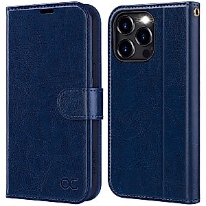OCASE Compatible with iPhone 15 Pro Max Case Wallet Case, PU Leather Flip Folio Case with Card Holders RFID Blocking Kickstand Shockproof Phone Cover 6.1 Inch 2023, Blue