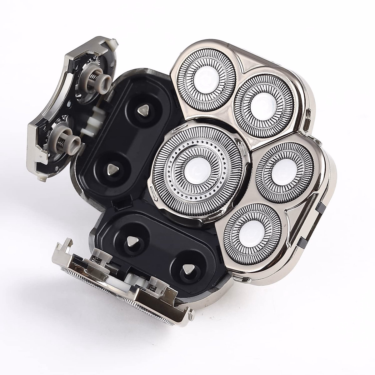 Men's Electric Shavers Replacement Heads 9 Blades Head Replaceable Alternate Floating Washable Electric Razor Shaver Head（Silver）