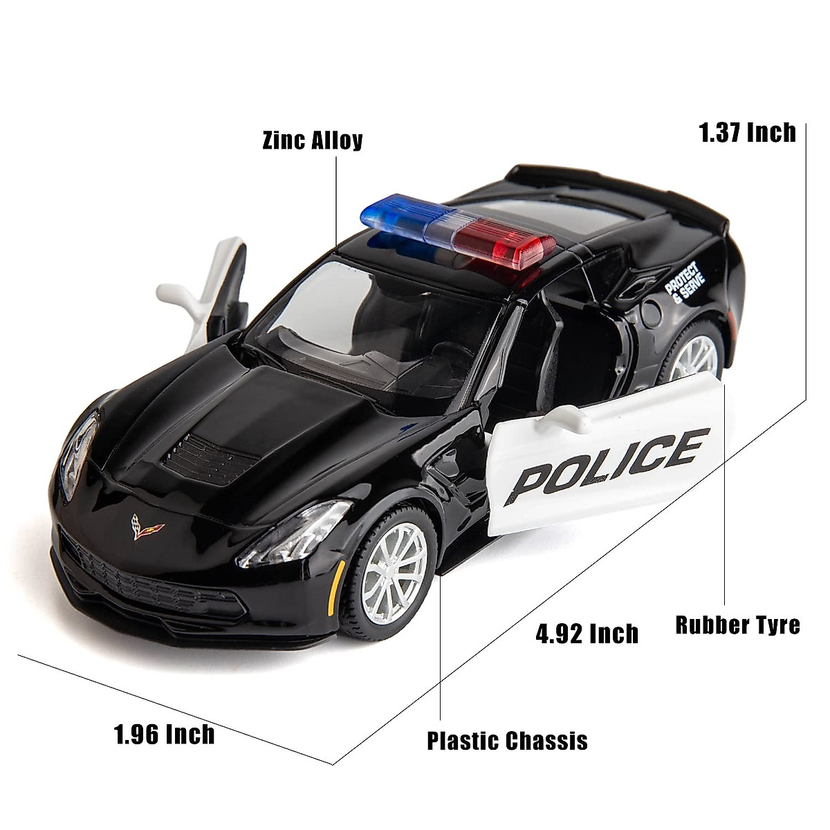 RMZ City Compatible for Chevrolet Calvert C7 Police Car Model 1:36 Diecasting Alloy Toy Car, Pull Back Vehicles Toy Car for Toddlers Kids Boys Girls Gift